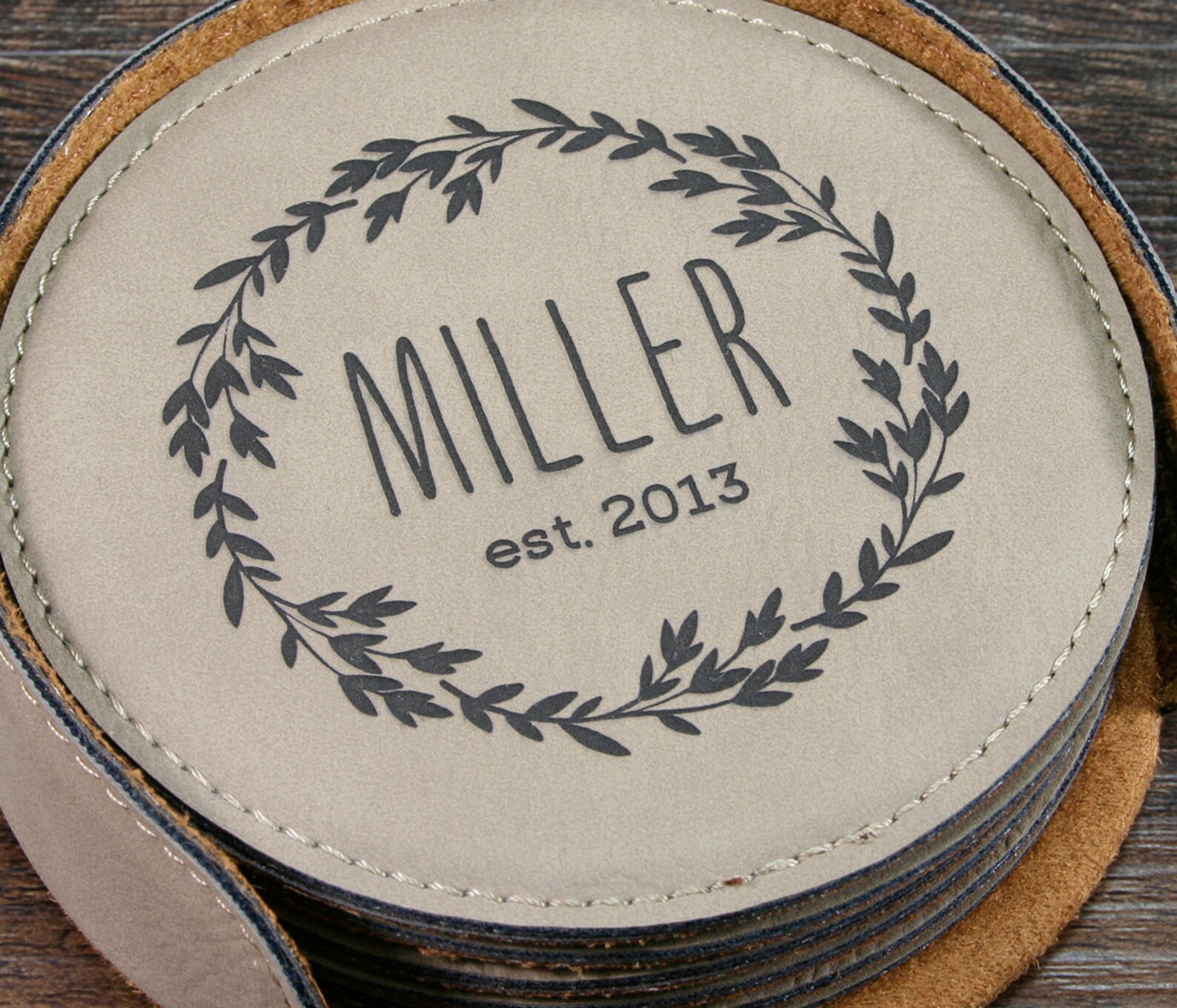 Personalized Coaster Set Leather Coasters Customized | Etsy