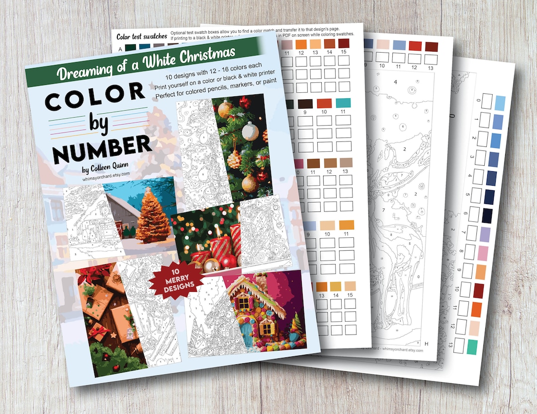 Christmas 2 Color by Number for Adults - 10 Printable Designs - Etsy