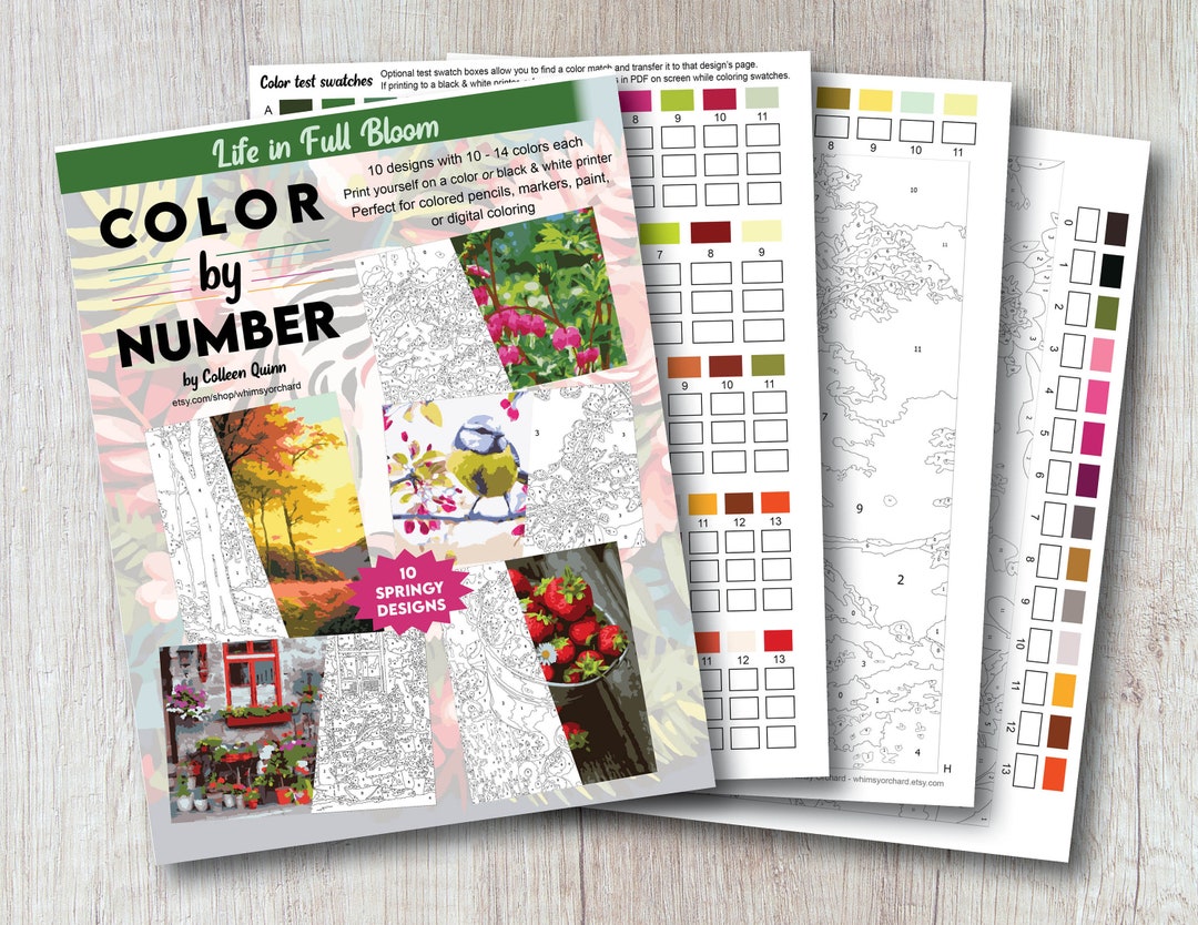 Spring 2 Color by Number for Adults - 10 Printable Designs - Etsy