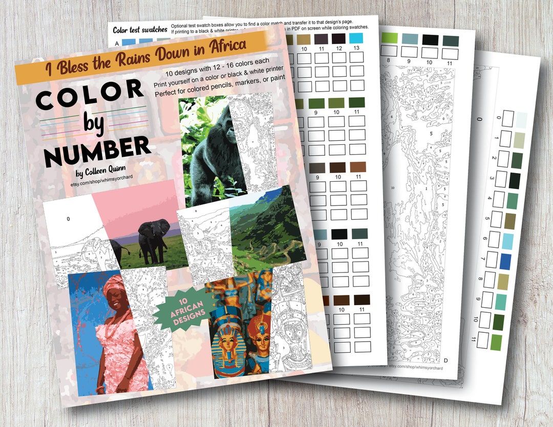 Africa Color by Number for Adults - 10 Printable Designs - Etsy