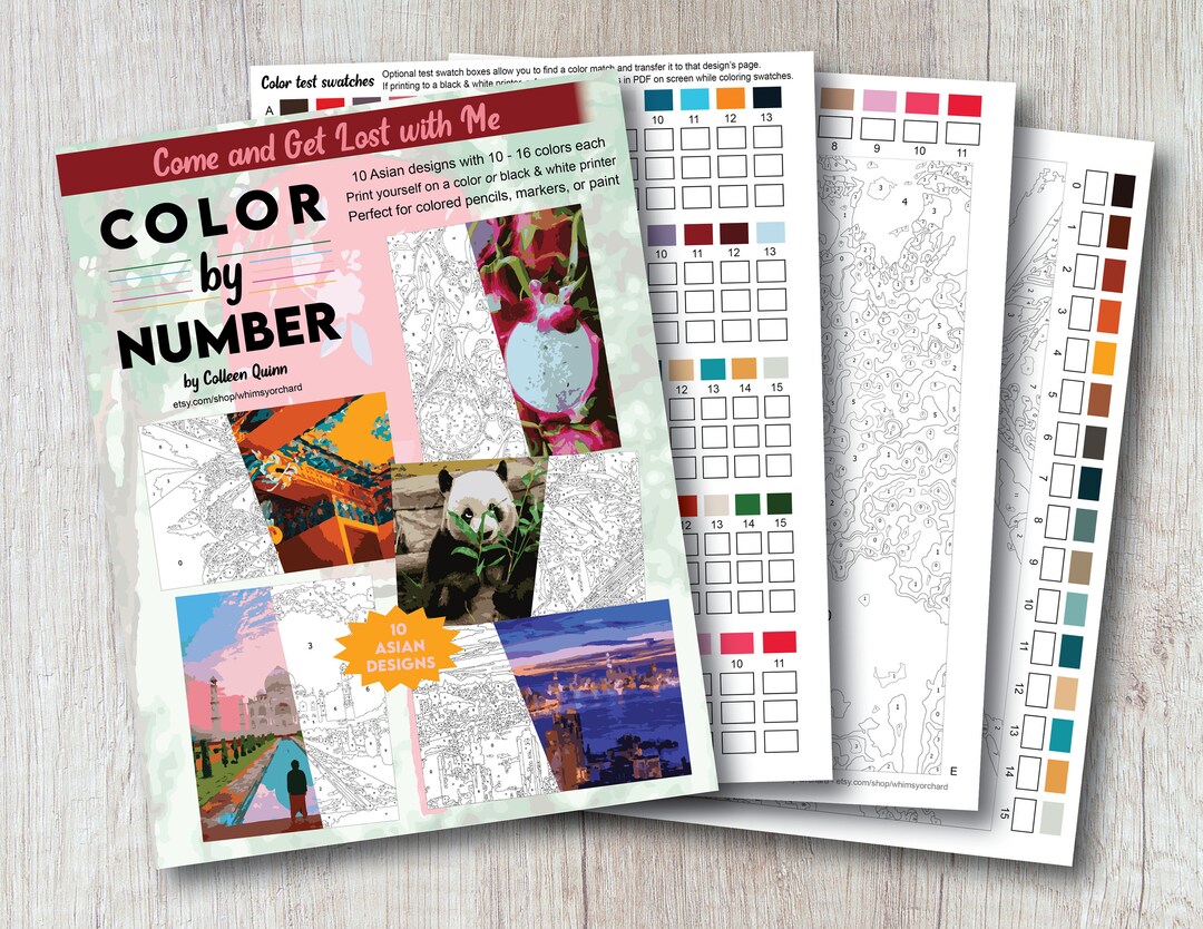 Asia Color by Number for Adults - 10 Printable Designs - Etsy
