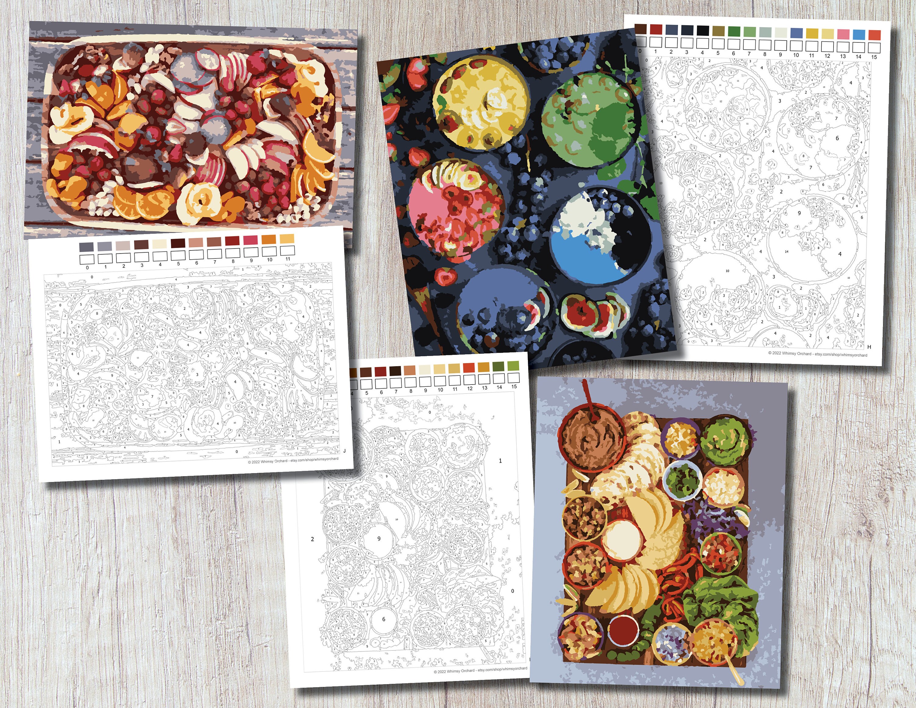 Food Color by Number for Adults 10 Printable Designs - Etsy