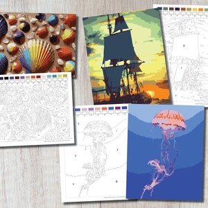 Sea Color by Number for Adults - 10 Printable Designs - Etsy