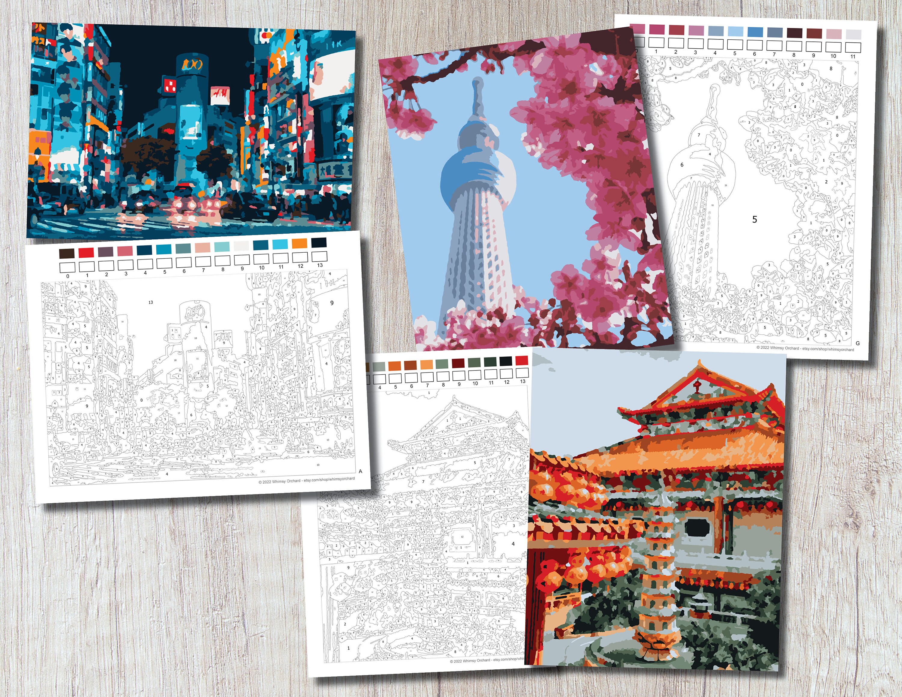 Asia Color by Number for Adults 10 Printable Designs - Etsy