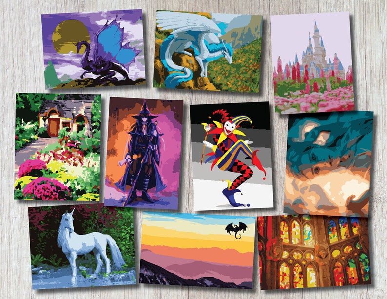 Fantasy Color by Number for Adults - 10 Printable Designs - Etsy