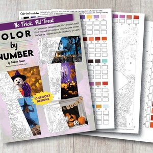 Halloween 1 Color by Number for Adults - 10 Printable Designs - Etsy