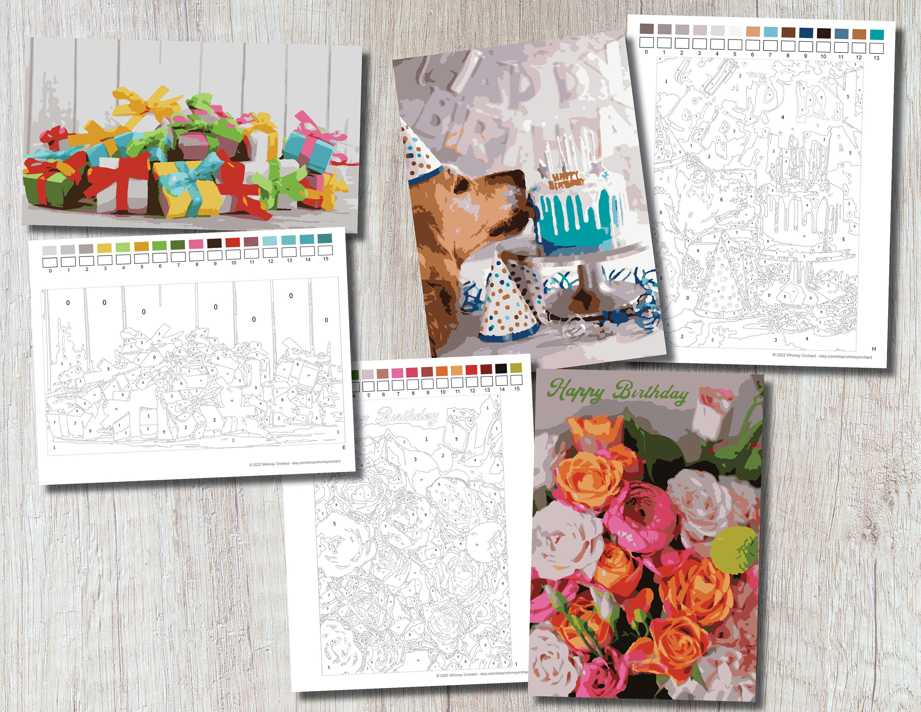 Birthday Color by Number for Adults 10 Printable Designs (Download Now ...
