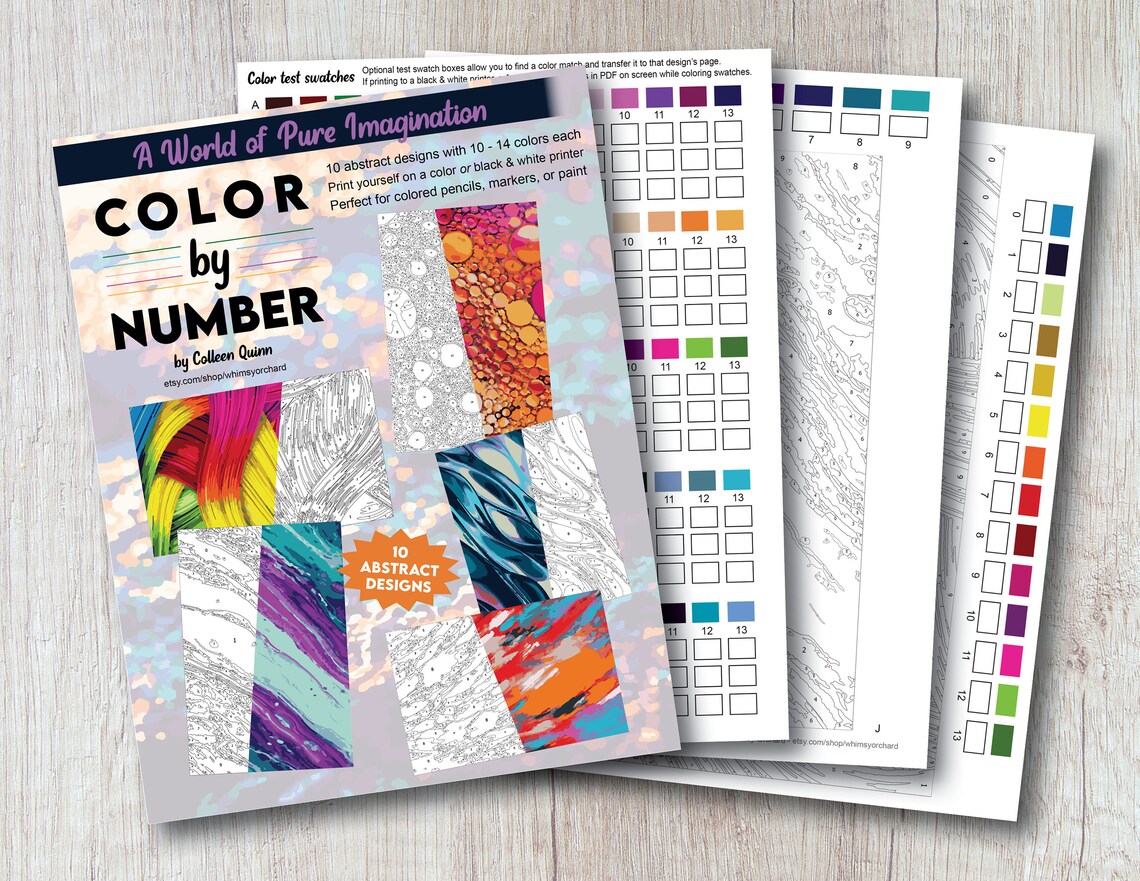 Abstract Color by Number for Adults - 10 Printable Designs - Etsy