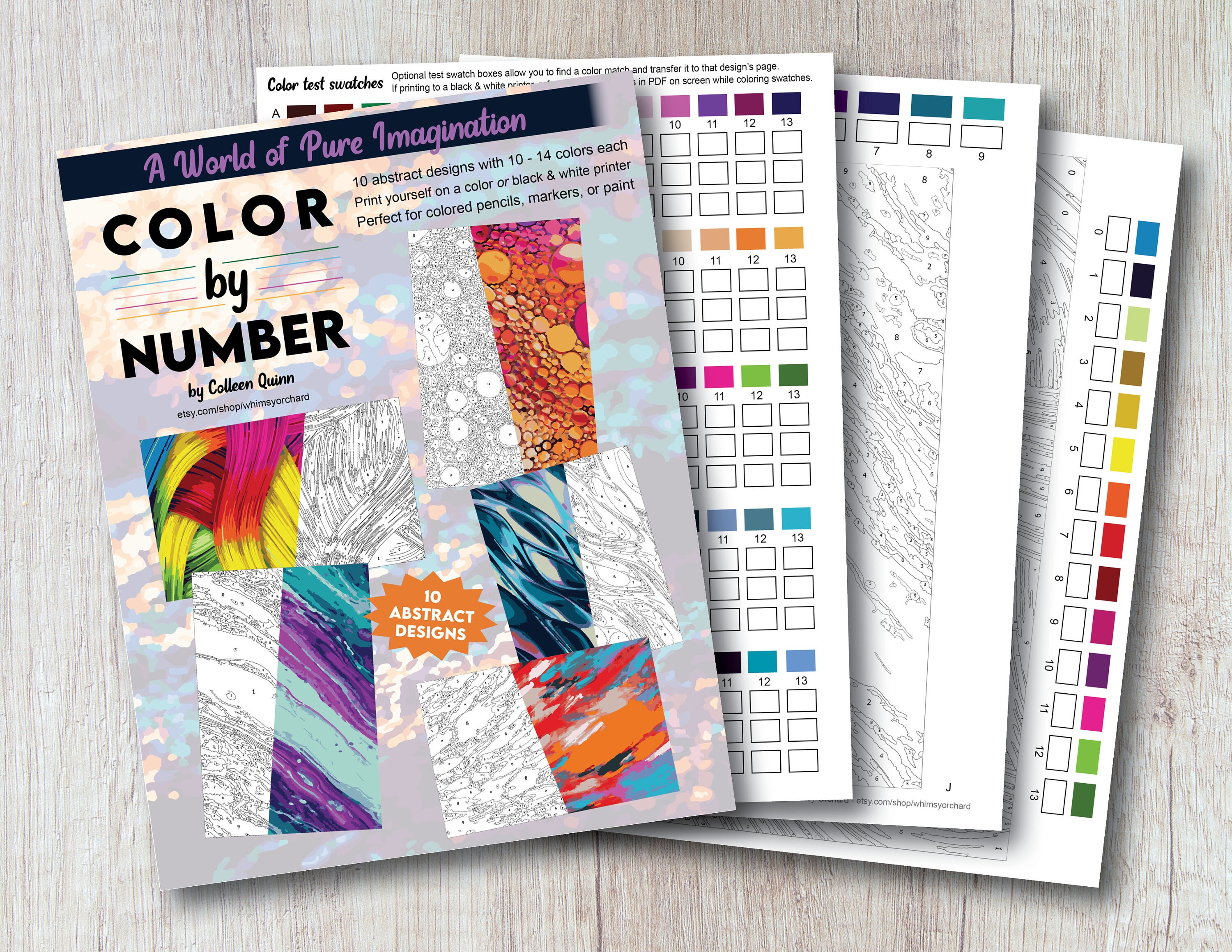 Abstract Color by Number for Adults - 10 Printable Designs - Etsy