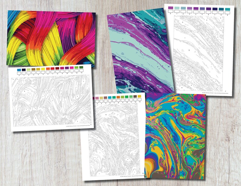 Abstract Color by Number for Adults - 10 Printable Designs - Etsy