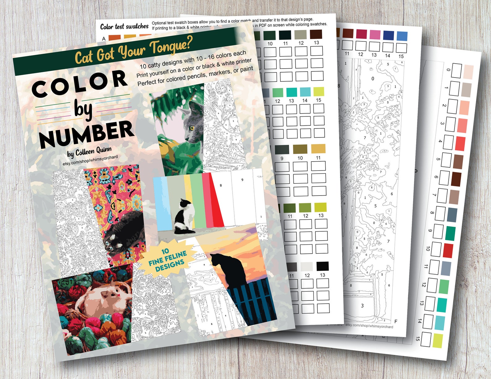 Cats Color by Number for Adults - 10 Printable Designs - Etsy