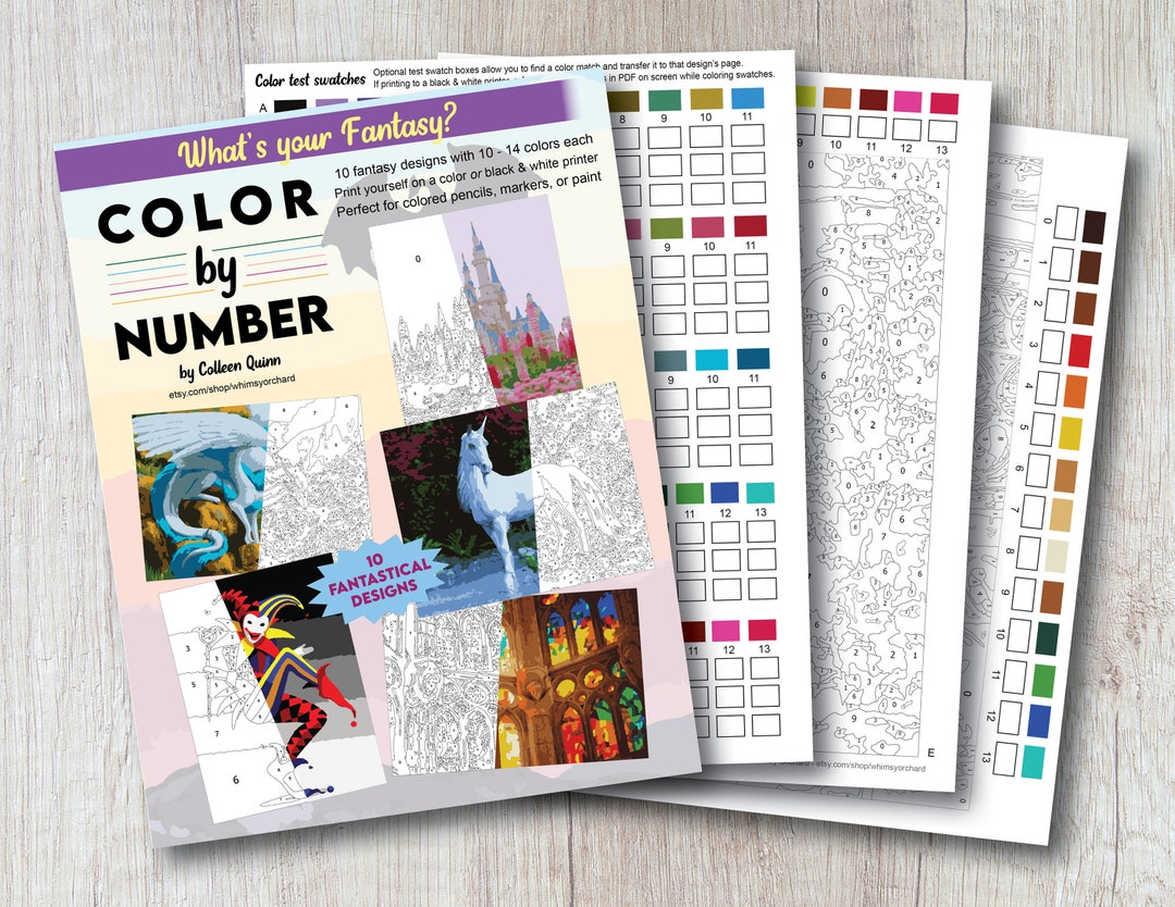 Fantasy Color by Number for Adults - 10 Printable Designs - Etsy