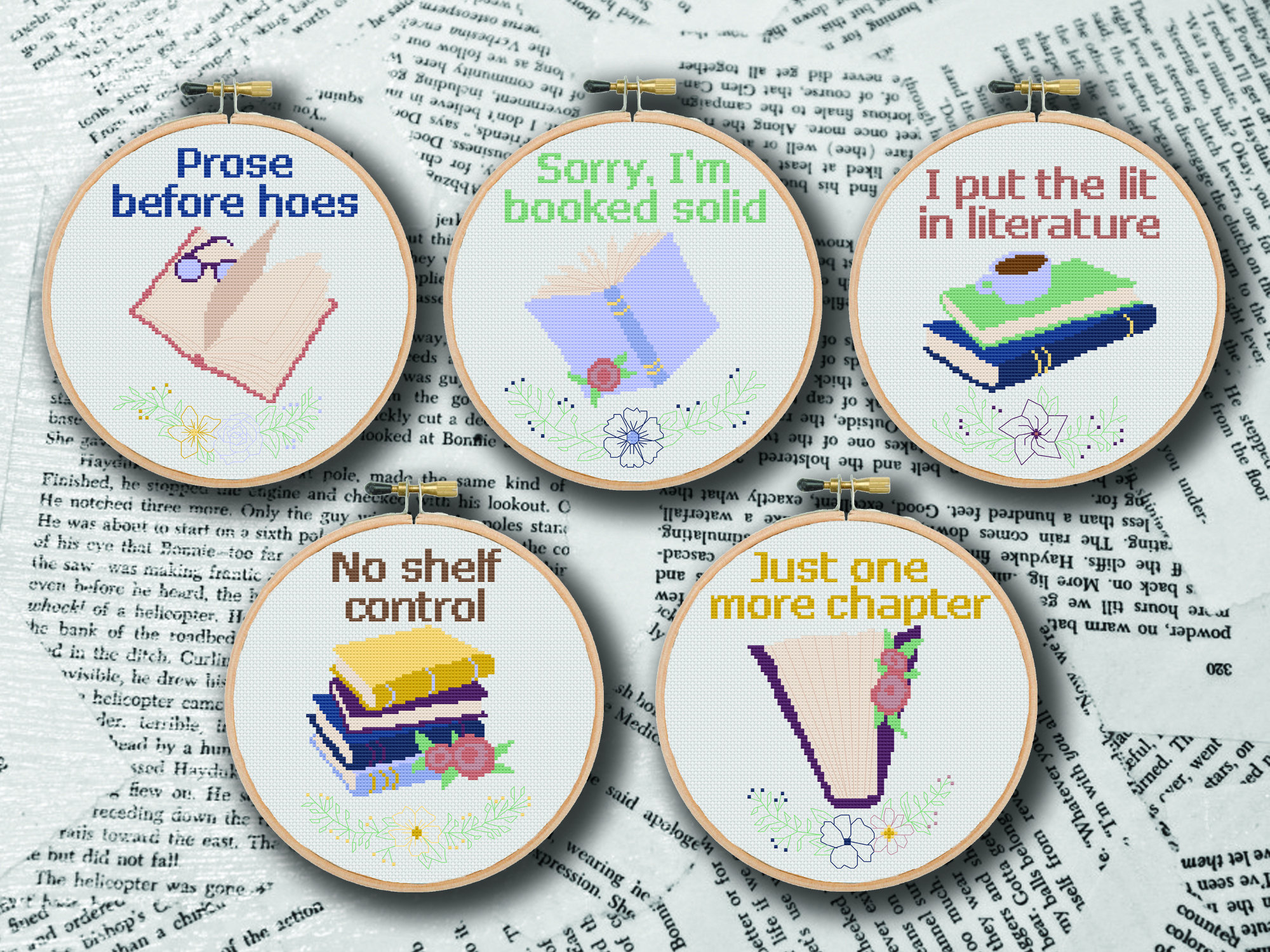 Books Set of 5 Cross Stitch Patterns - Etsy