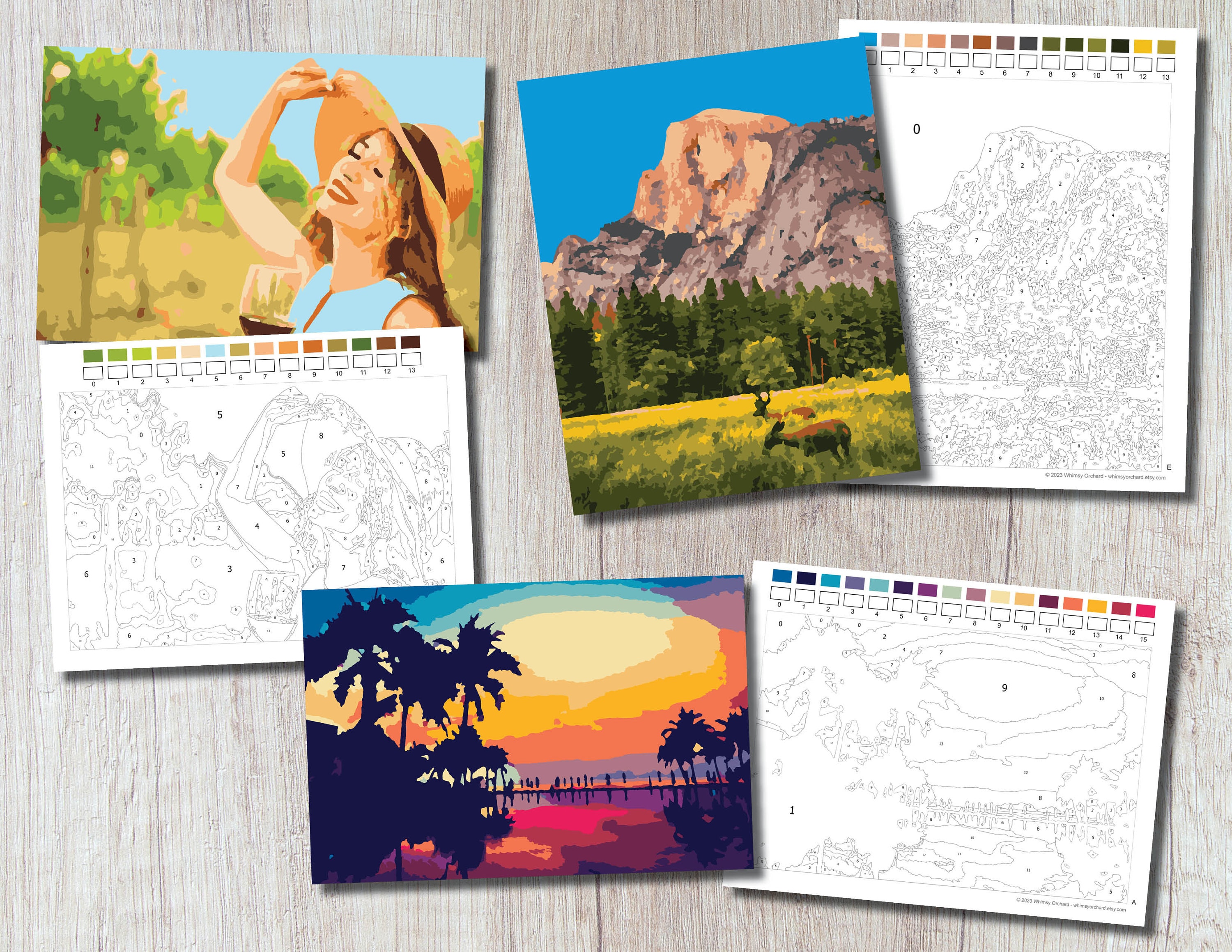 California Color by Number for Adults - 10 Printable Designs - Etsy