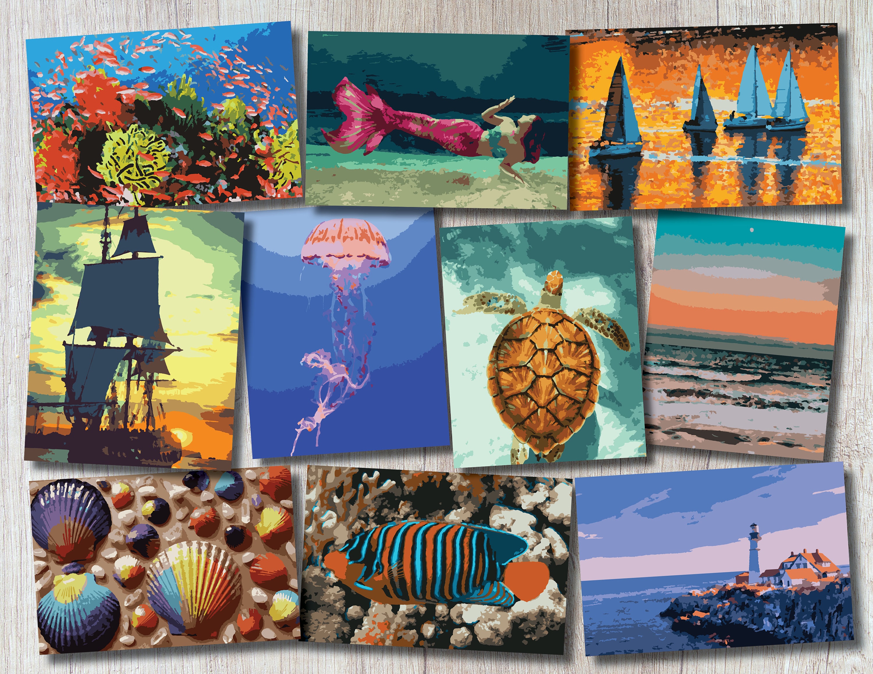 Sea Color by Number for Adults 10 Printable Designs - Etsy