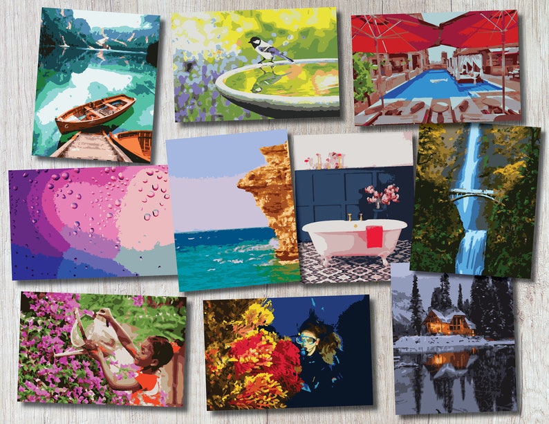 Water Color by Number for Adults 10 Printable Designs - Etsy