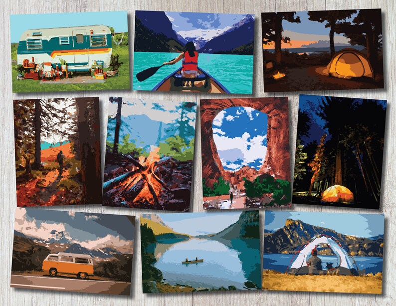 Camping Color by Number for Adults 10 Printable Designs - Etsy