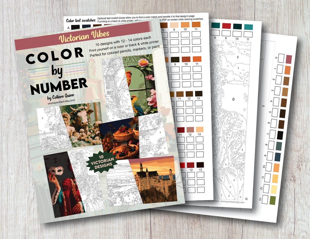 Victorian Color by Number for Adults - 10 Printable Designs - Etsy