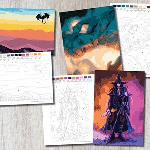 Fantasy Color by Number for Adults - 10 Printable Designs - Etsy