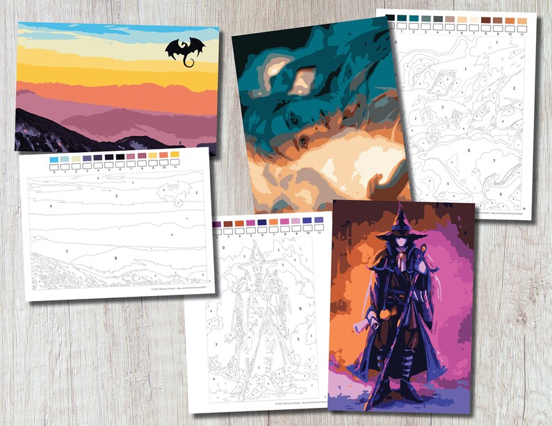 Fantasy Color by Number for Adults 10 Printable Designs - Etsy
