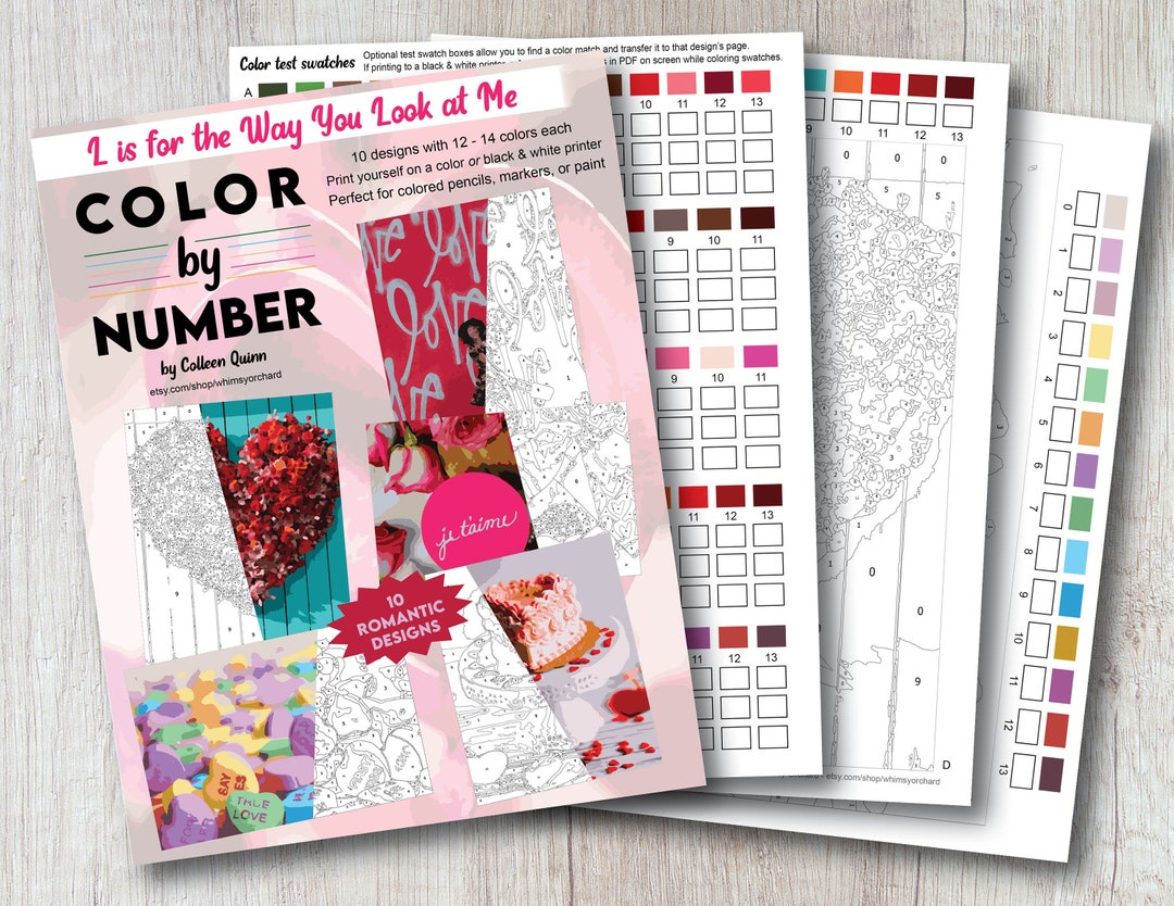 Love Color by Number for Adults - 10 Printable Designs - Etsy