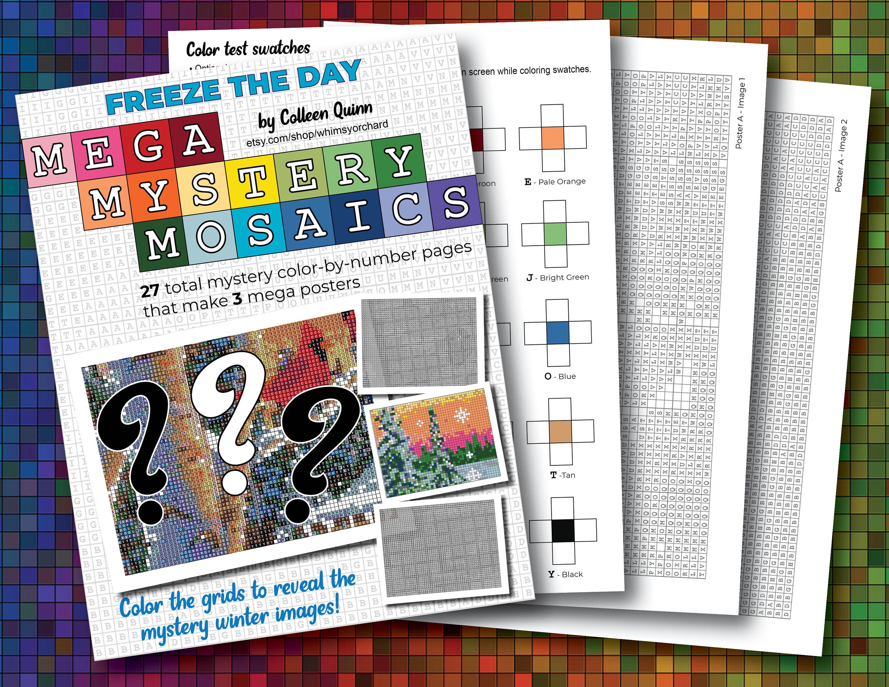 Winter Mega Mystery Mosaics Color by Letter 27 Pages / 3 Mega Images - Etsy