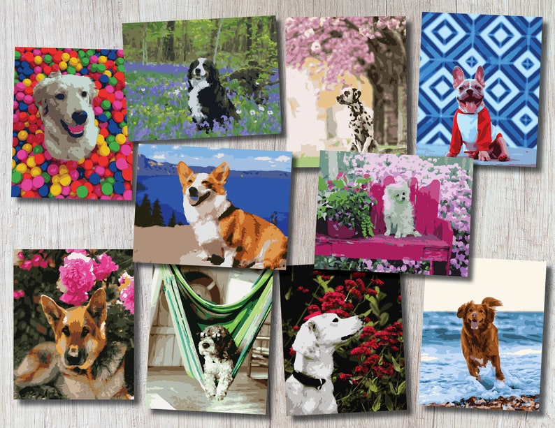 Dogs Color by Number for Adults - 10 Printable Designs - Etsy