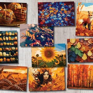 Fall 3 Color by Number for Adults - 10 Printable Designs - Etsy