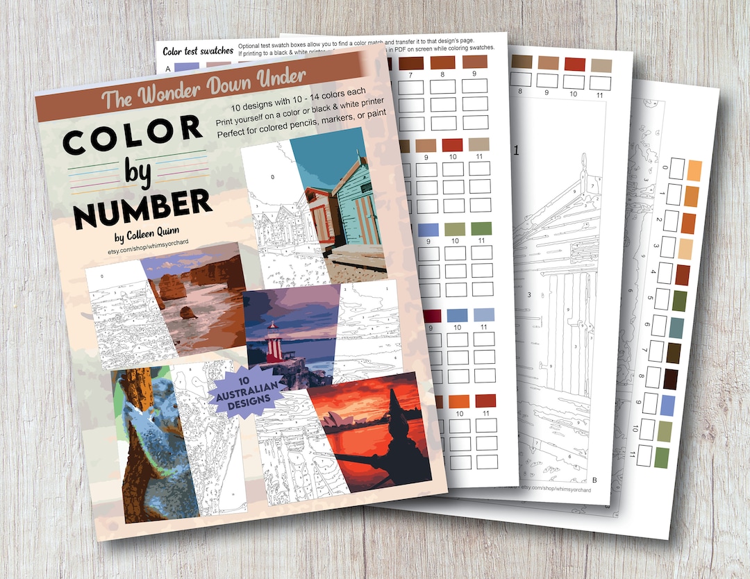 Australia Color by Number for Adults - 10 Printable Designs - Etsy