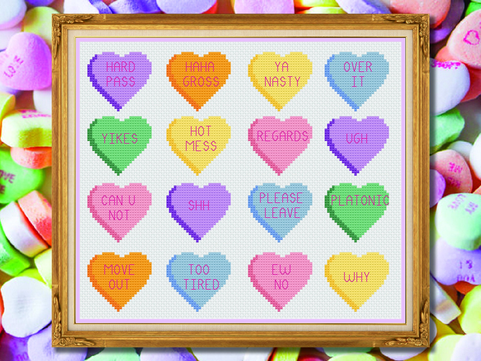 Sassy Conversation Hearts Cross Stitch Pattern Funny, Subversive - Etsy