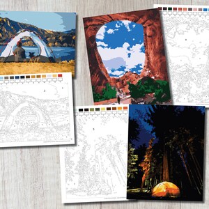 Camping Color by Number for Adults - 10 Printable Designs - Etsy
