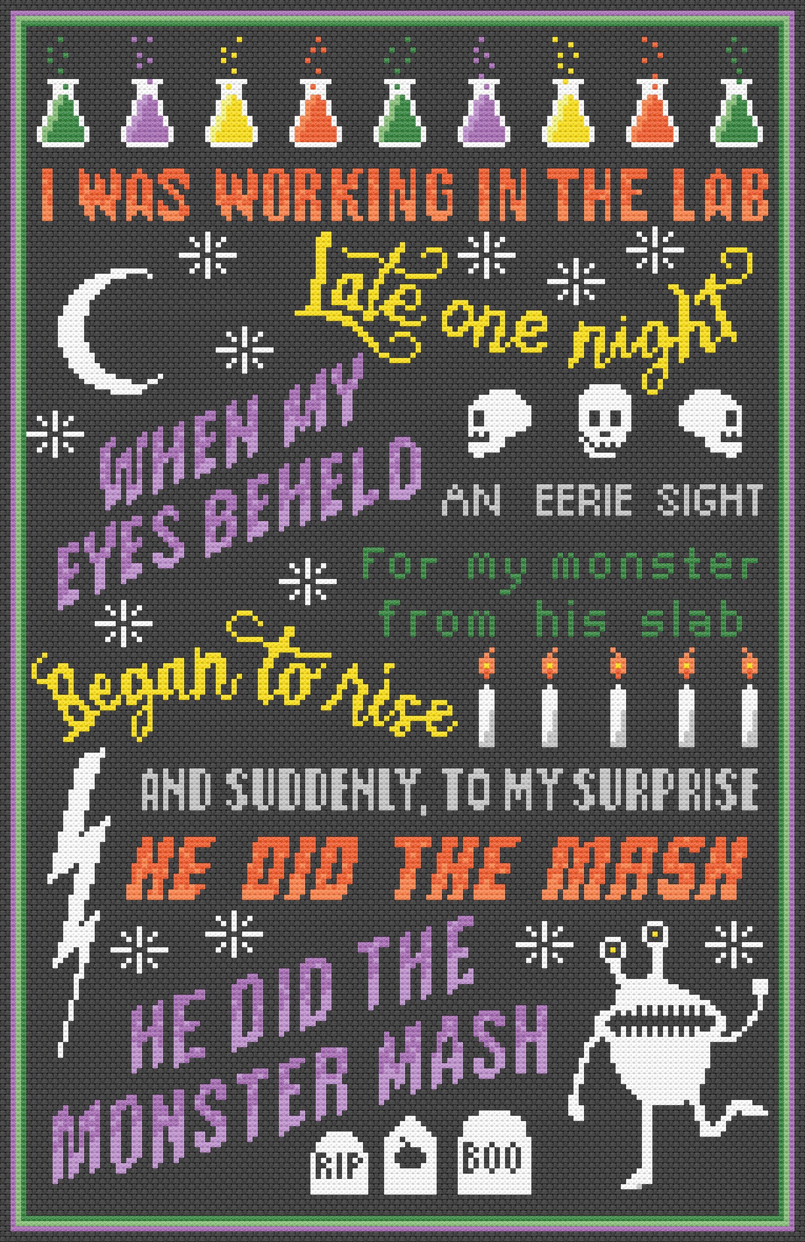 Monster Mash Cross Stitch Pattern Halloween, Cute, Spooky - Etsy