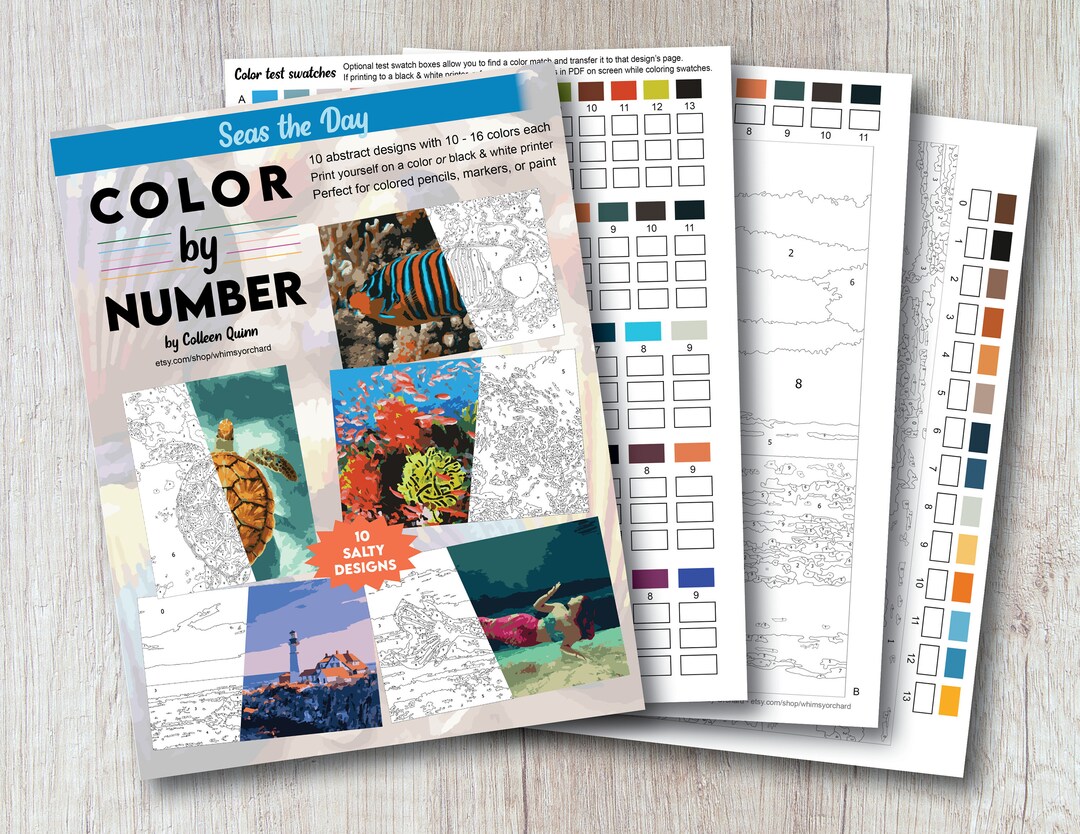 Sea Color by Number for Adults - 10 Printable Designs - Etsy