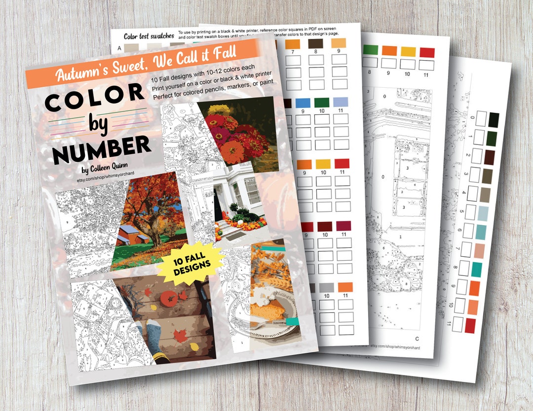 Fall 1 Color by Number for Adults - 10 Printable Designs - Etsy