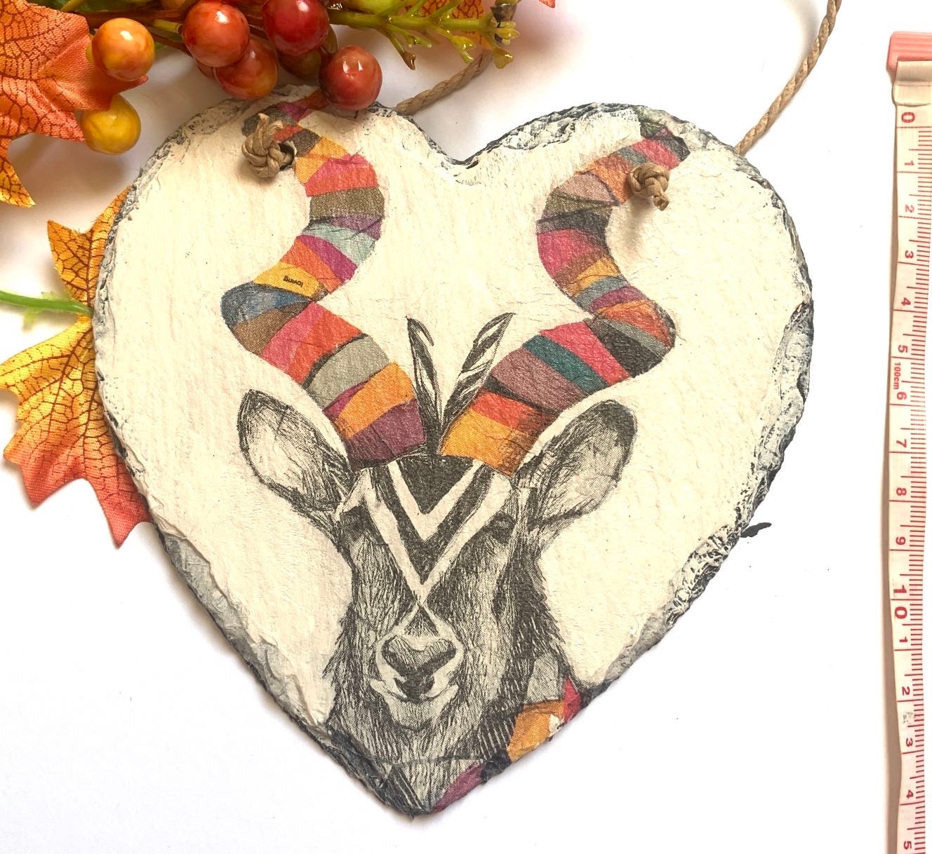 Stag Slate Heart Decoupage Wall Hanging Deer Wall Decor - Etsy
