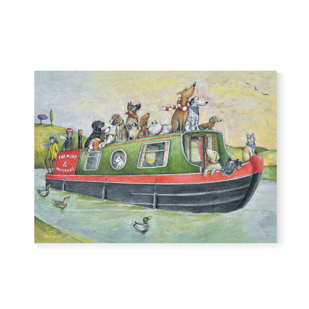 A Day Out With Friends - Canal Boat Greeting Card: Jack & Marjie, Dogs ...