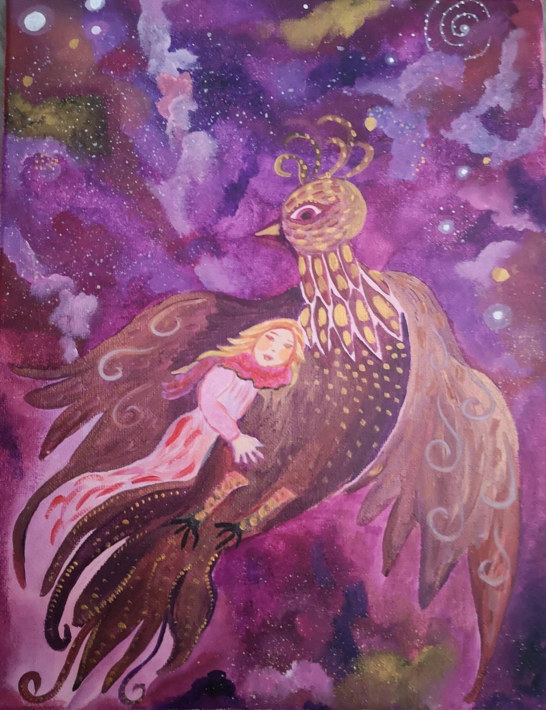 Under Your Wing, Muse and Bird, Chagall Inspiration, Painting, Canvas ...