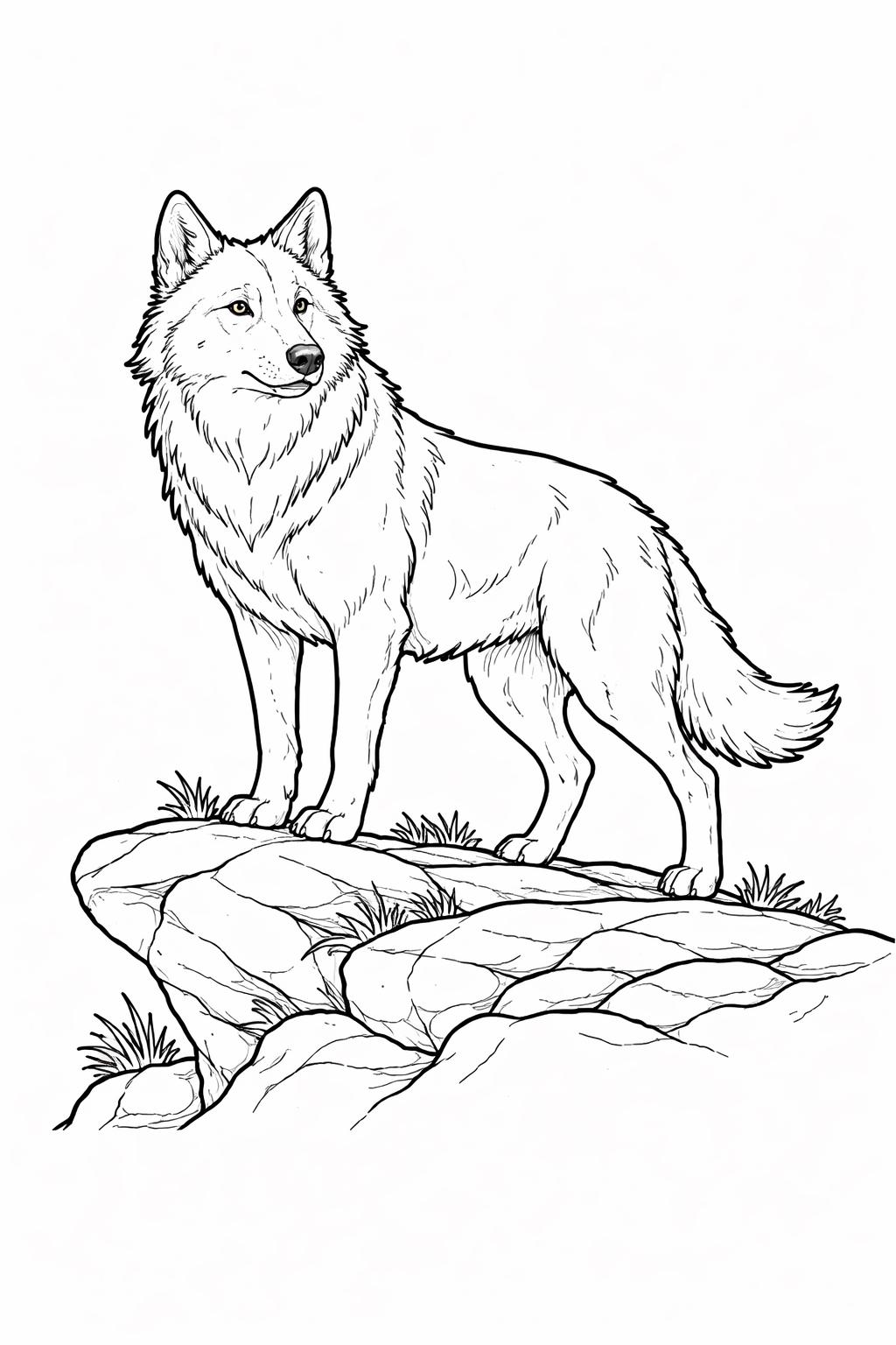 Wolf Guardian Coloring Page | Printable Animal Art | Wolf Digital ...