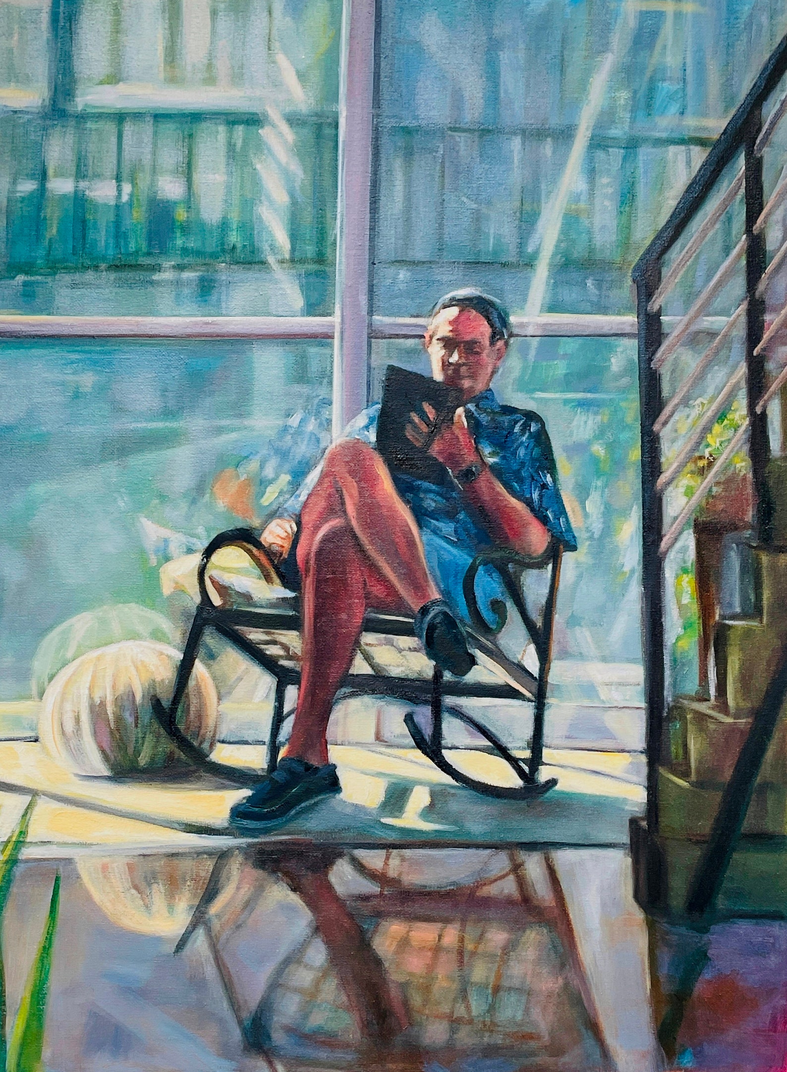 Original Oil Painting "reflections"-reading in the Early Morning-signed ...