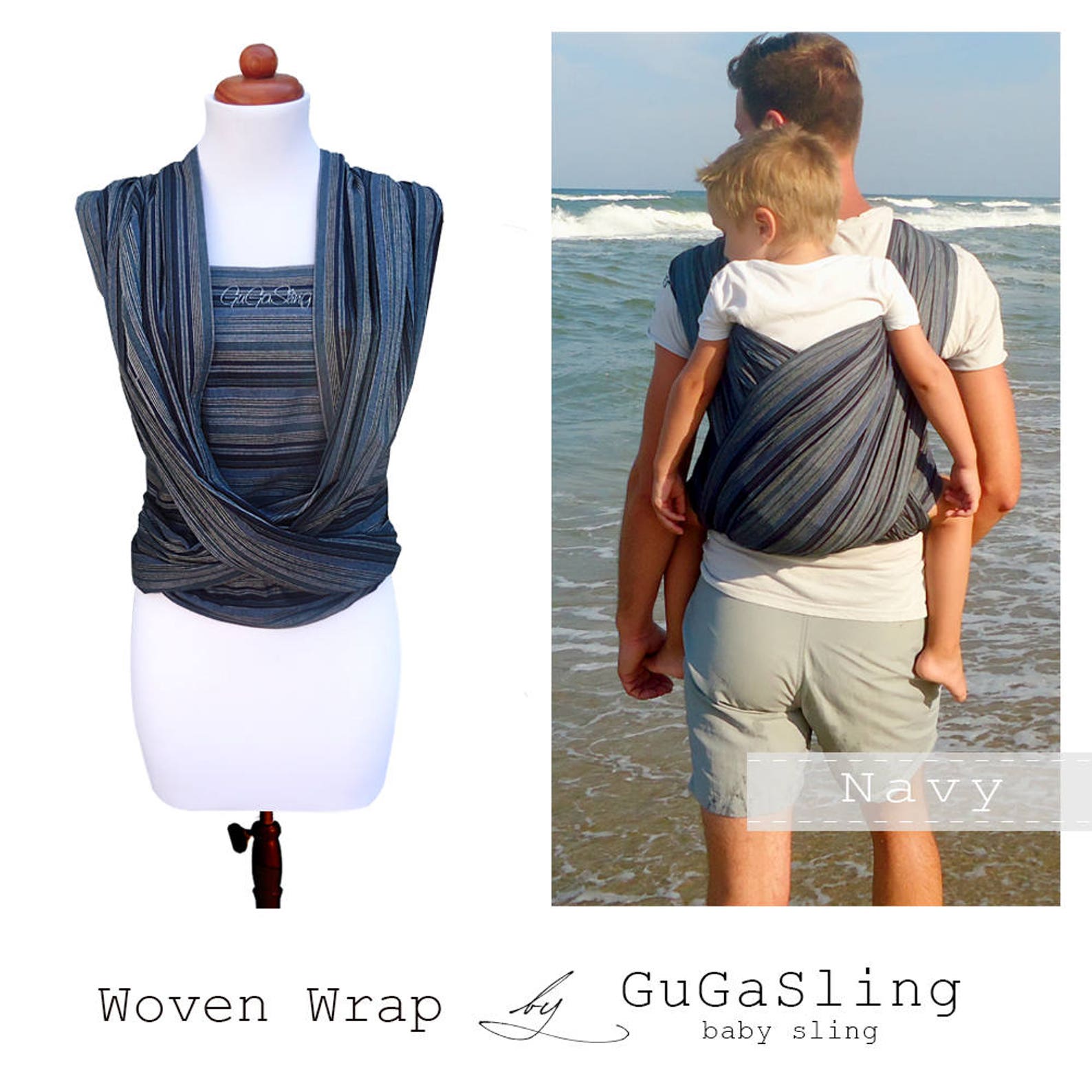 Gugasling Wrap Navy/baby Sling Woven Wrap-width 70 Cm-baby Wrap/baby ...