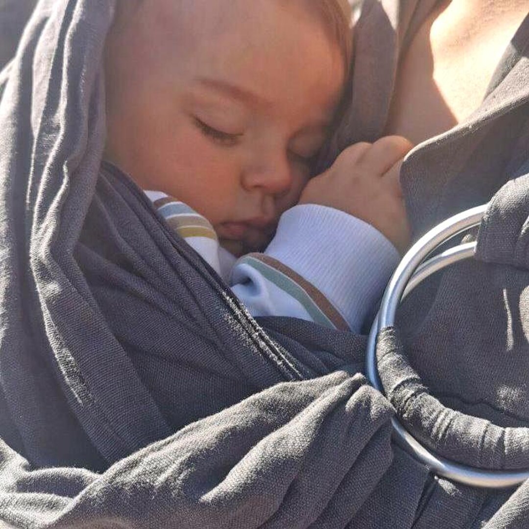 Soft Linen Ring Sling: Gray Baby Carrier, Adjustable Wrap - Etsy