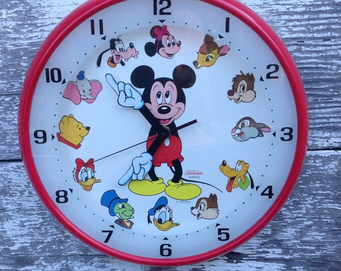 1990's Disney Wall Clock With Mickey Mouse and 12 Friends - Etsy