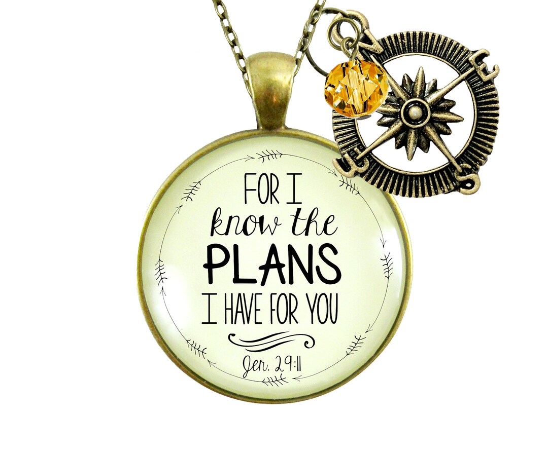 Gutsy Goodness Faith Compass Necklace for I Know the Plans Jeremiah 29 ...