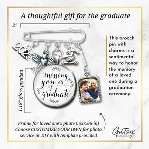 Memorial Pin for Graduation Gown Photo Frame Lapel Brooch Missing You ...