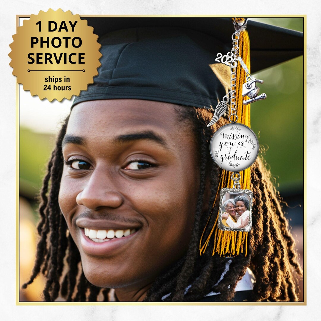 Custom Memorial Graduation Cap Tassel Charm With Photo Frame Unisex ...