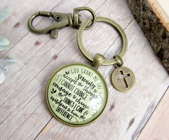 Serenity Prayer Necklace Keychain Women Men God Grant Me - Etsy