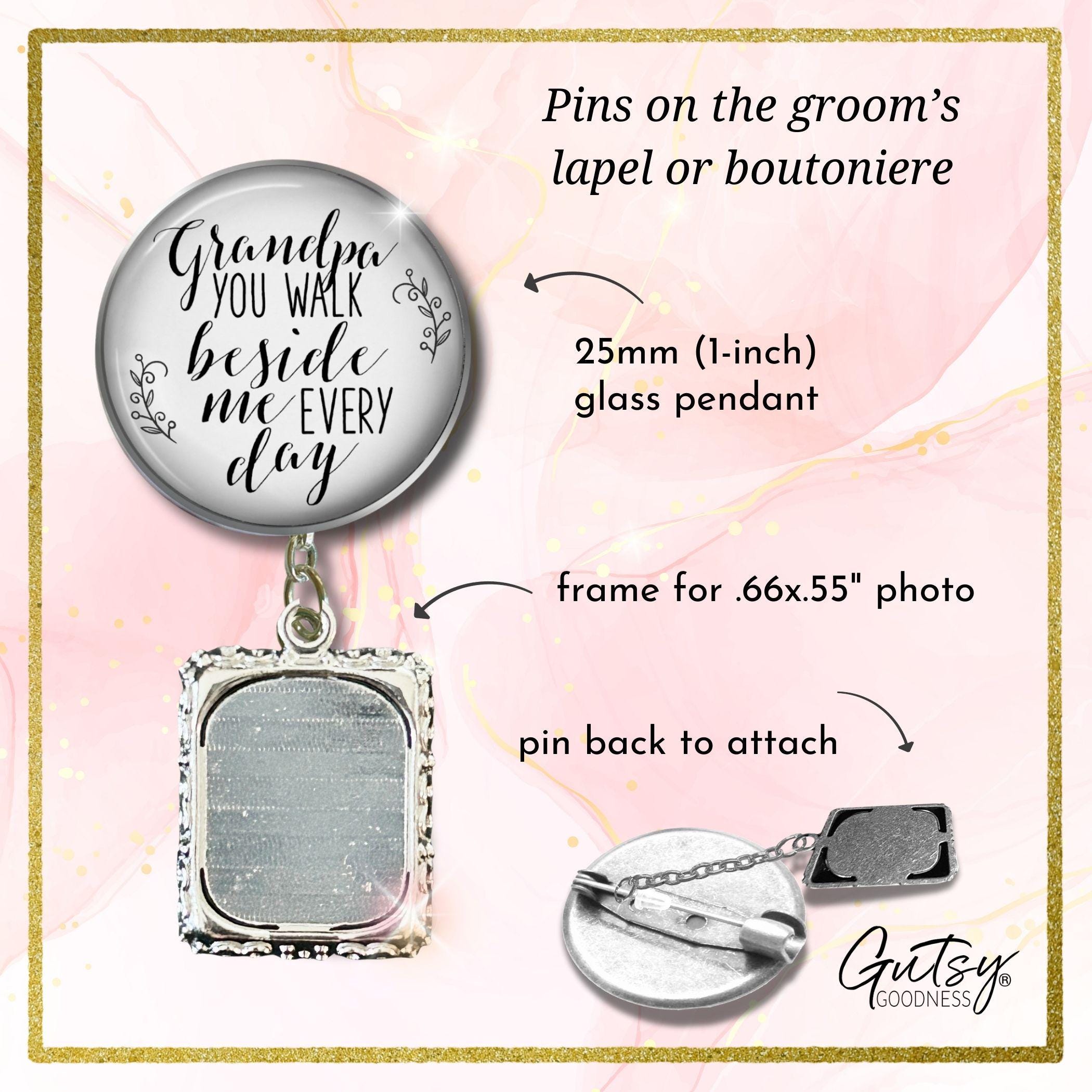 Groom's Boutonniere Pin Grandpa You Walk Beside Me Every Day Silvertone ...