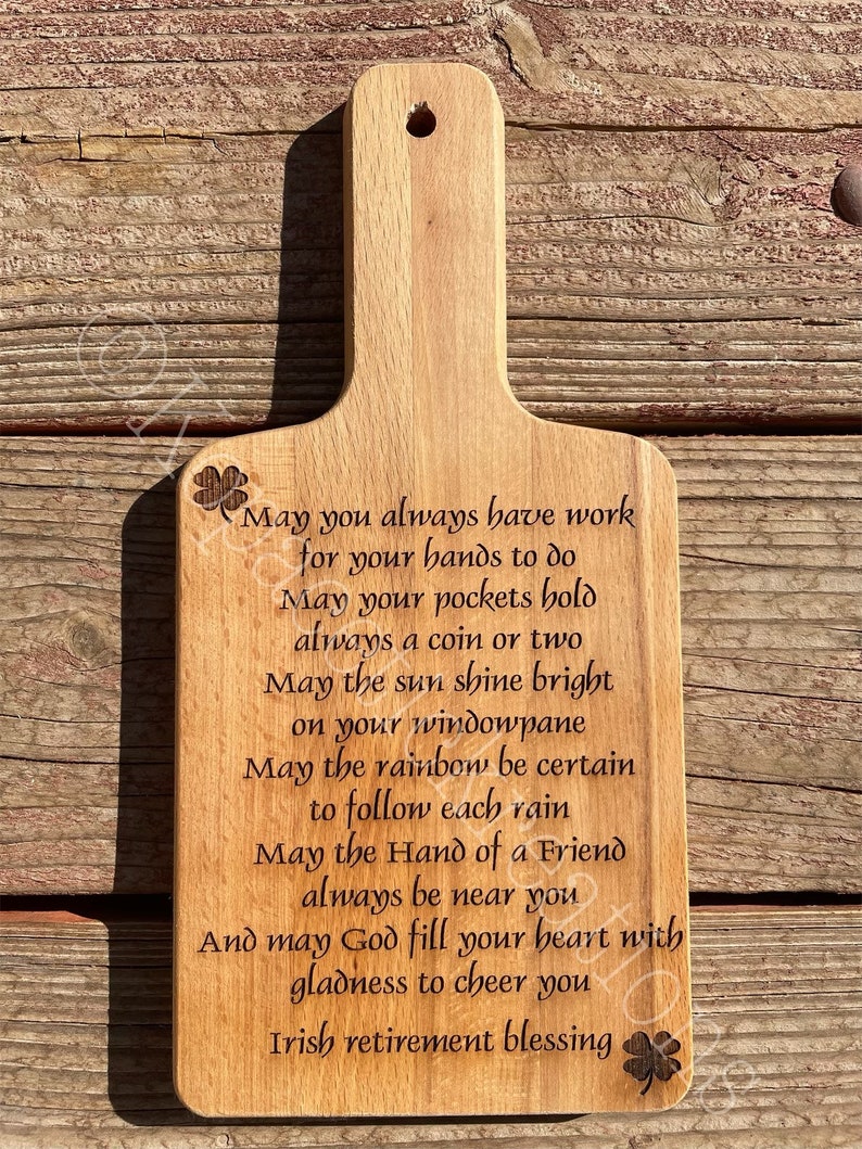 Irish Retirement Blessing Cutting Board Cheese Board Gift for Him Gift ...