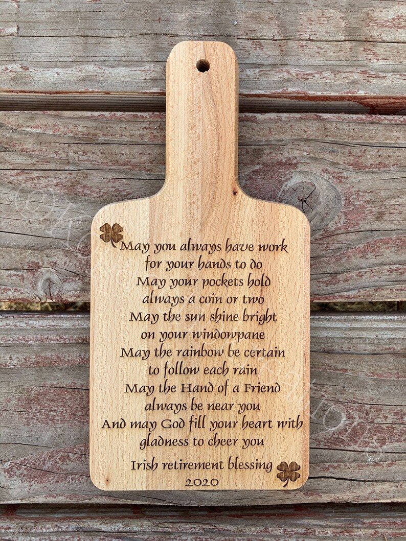 Irish Retirement Blessing Cutting Board Cheese Board Gift for Him Gift ...