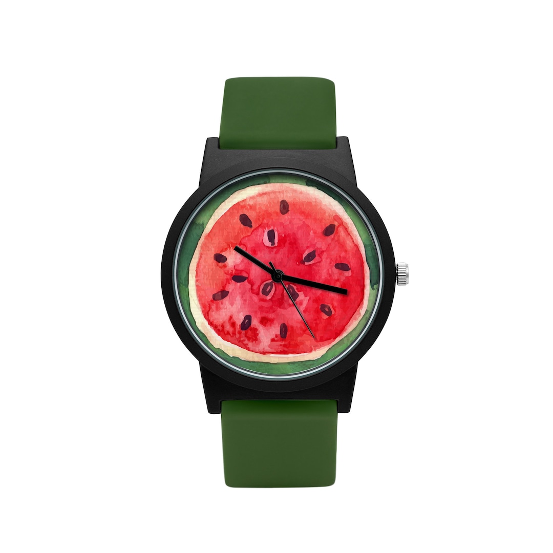Watch With Silicone Strap With Graphic WATERMELON Vegan Strap, for ...